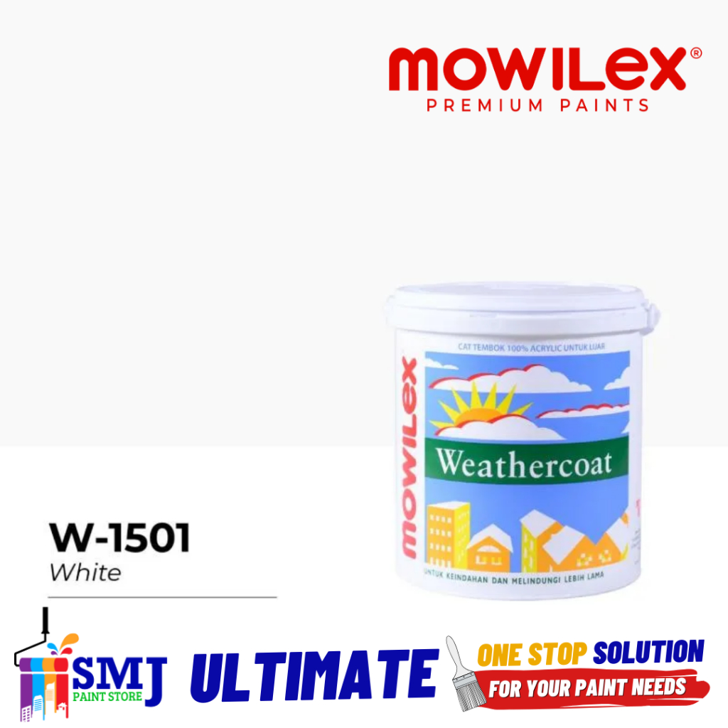 Jual Cat Tembok Eksterior Mowilex Weathercoat W 1501 Putih White 2 5l