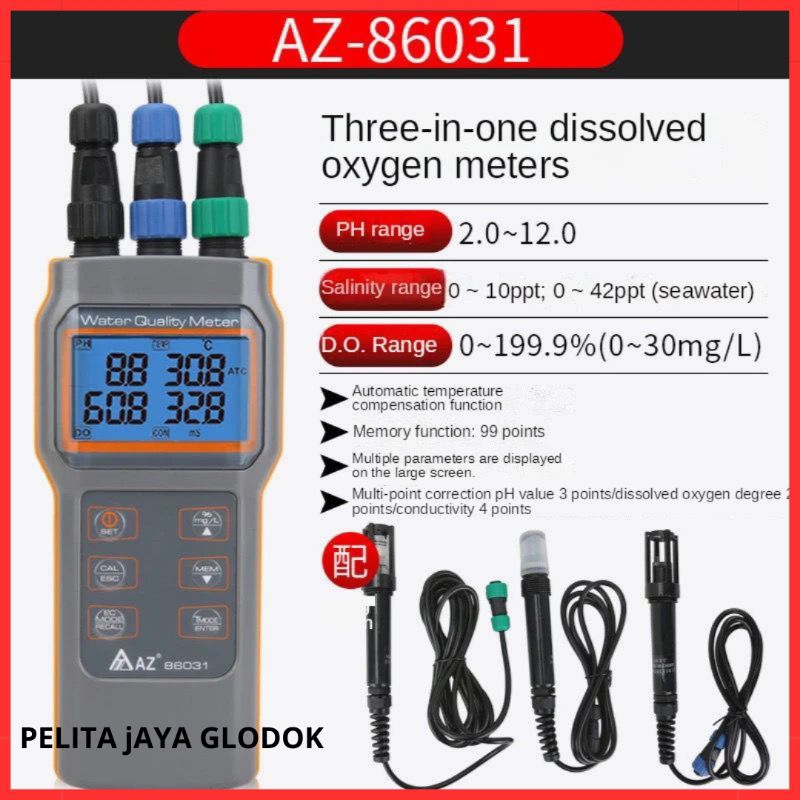 Jual AZ 86031 Water Meter 5 in 1 Dissolved Oxygen PH Conductivity ...