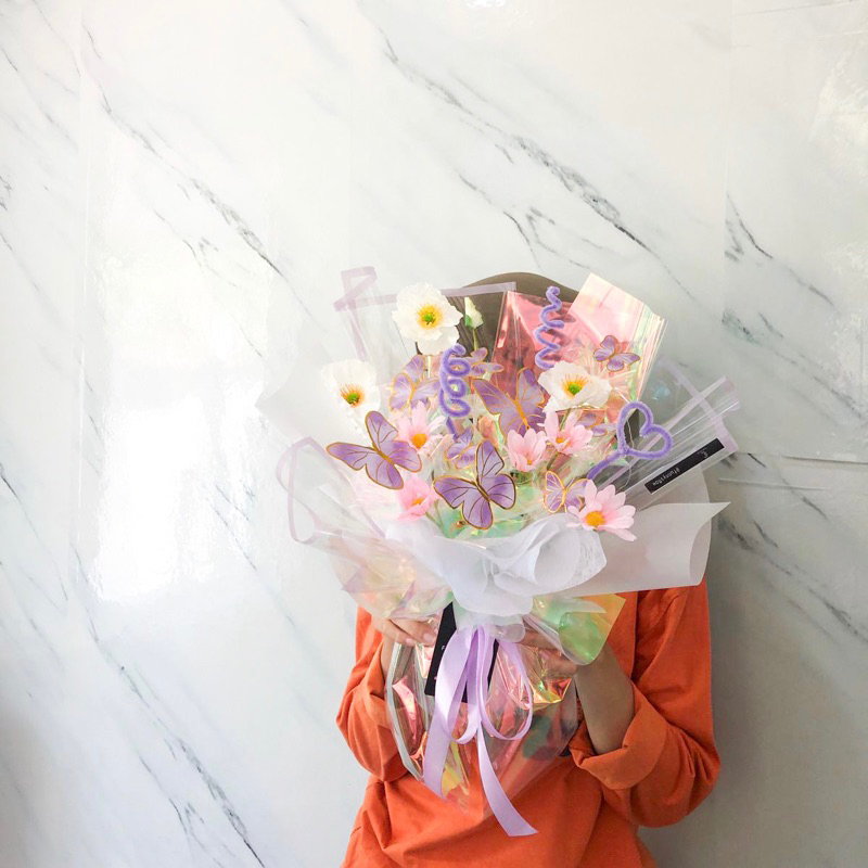 Jual Funnysflow - Buket kupu-kupu - bouquet butterfly lampu led - buket ...