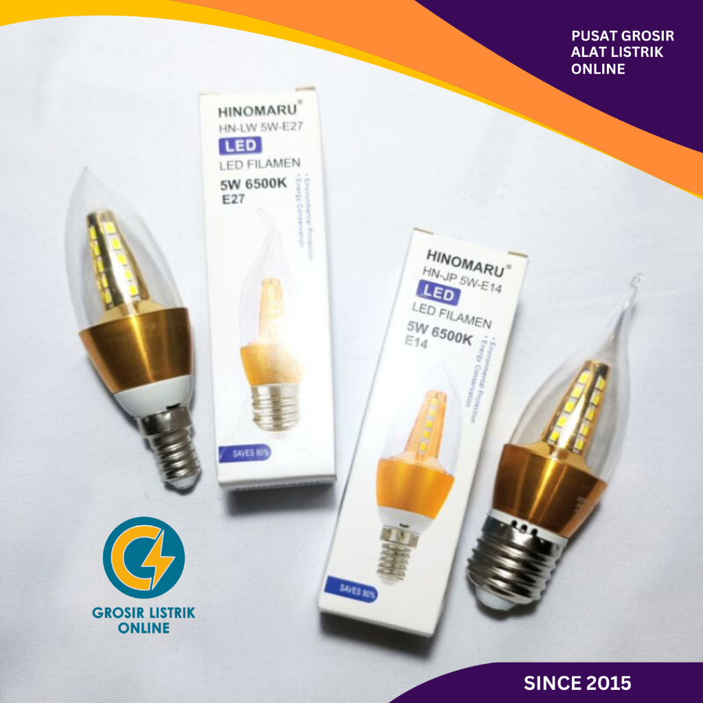 Jual LED CANDLE E14 E27 5 WATT 5W 5WATT FILAMEN UNTUK LAMPU HIAS LILIN ...