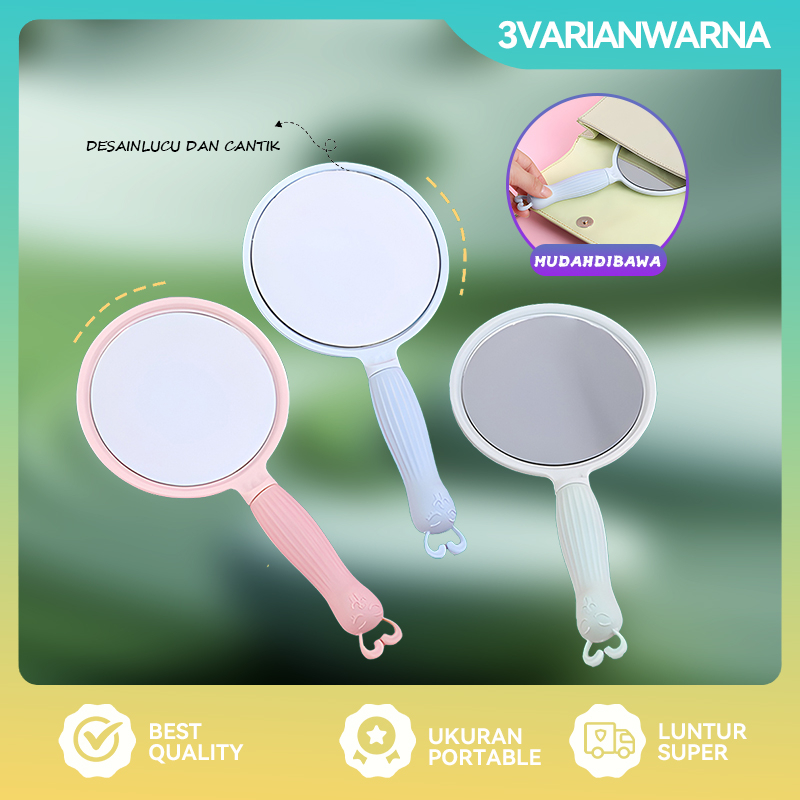 Jual GE-9 Cermin Kaca Genggam / Cermin Make Up / Beauty Mirror / Kaca ...