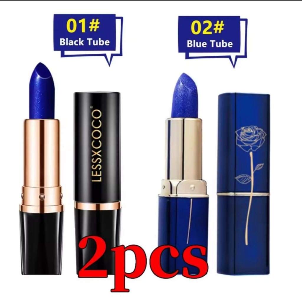 Jual ORI 100% LESSXCOCO LIPSTICK BIRU BERUBAH WARNA EXPIRED PANJANG ...