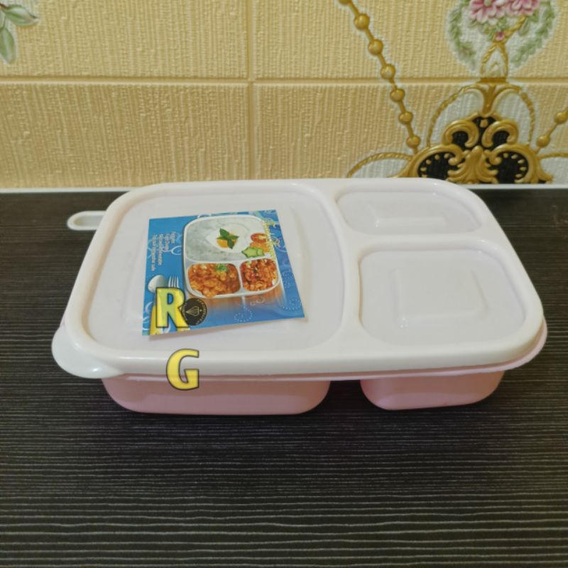 Jual Tempat bekal | lunch box | kotak Nasi bekal anak | kotak nasi bekal 3 sekat | Shopee Indonesia