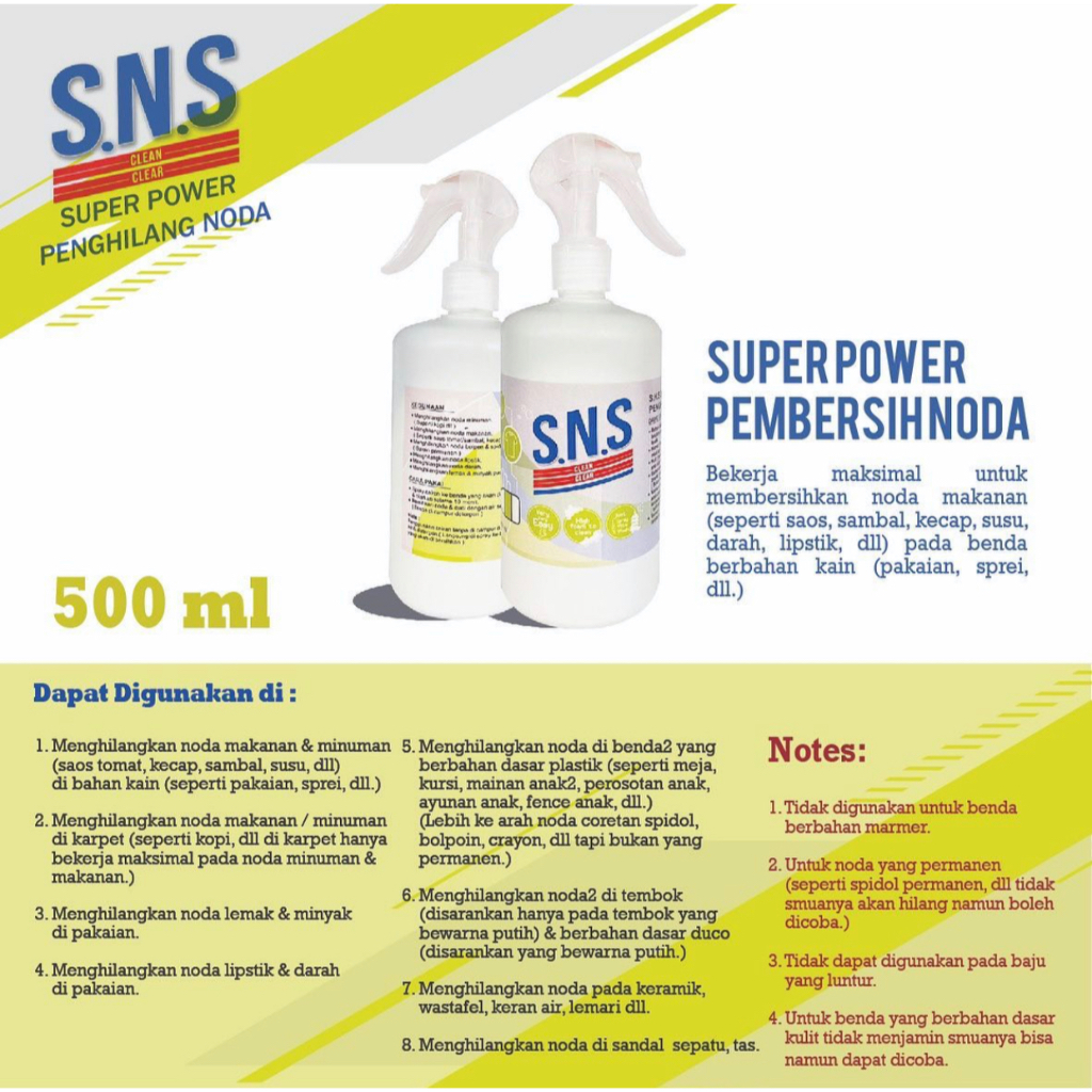 Jual SNS Super Power Pembersih Noda Serbaguna 500ml (Free Sponge) | Shopee Indonesia