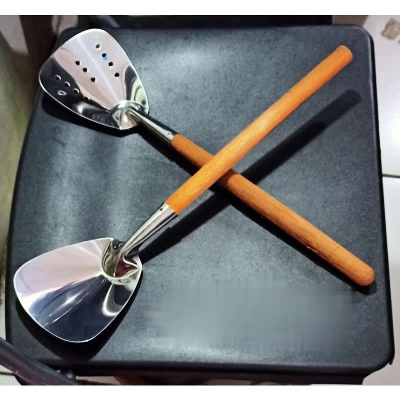Jual SODET JAWA / SPATULA STAINLES GAGANG KAYU / SUSUK MASAK | Shopee ...