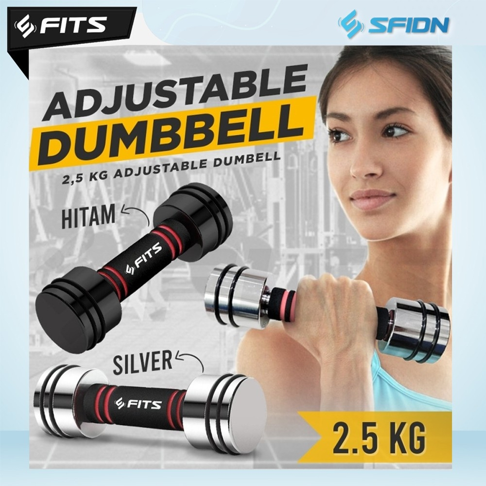 Jual SFIDN Adjustable Dumbbell 2.5 | 5 | 10 kg Dumbell Barbel Barbell FITS | Shopee Indonesia