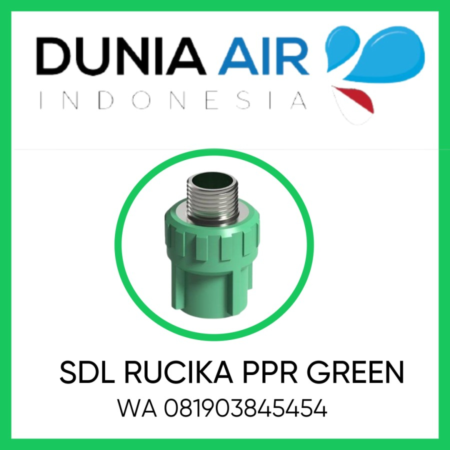 Jual SDL PPR Rucika Soket 32 mm Drat Luar 1" SDL Male Thread PPR Green ...