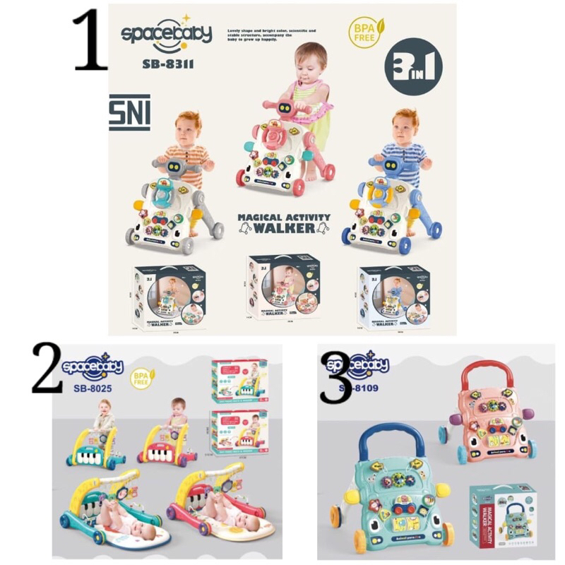 Jual SPACE BABY ACTIVITY PUSH WALKER SB 8109/ SB 8025 2in1 Piano Rack ...