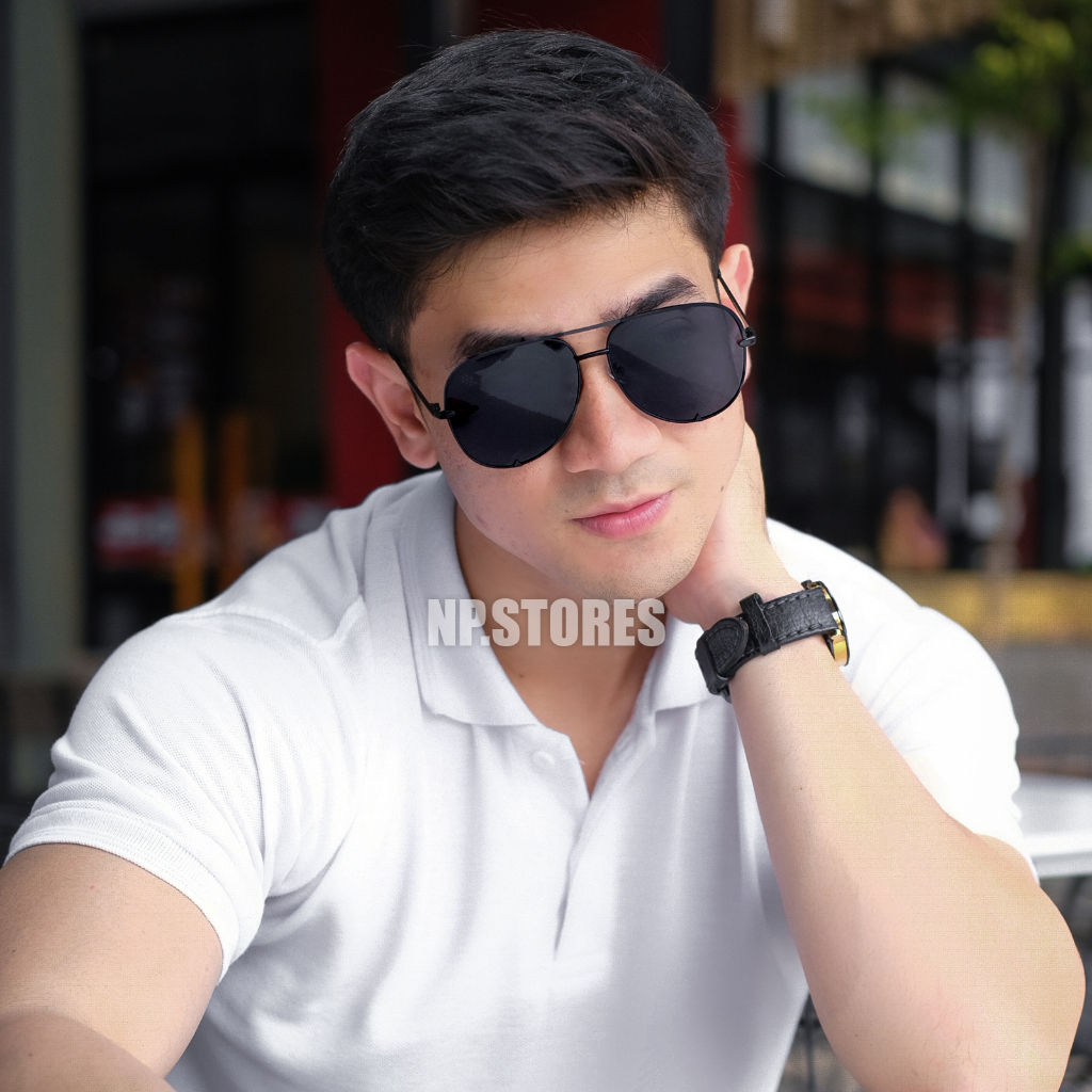 Jual Kacamata Hitam Pria Wanita Desain Aviator Lensa Datar Mahal Gagang ...