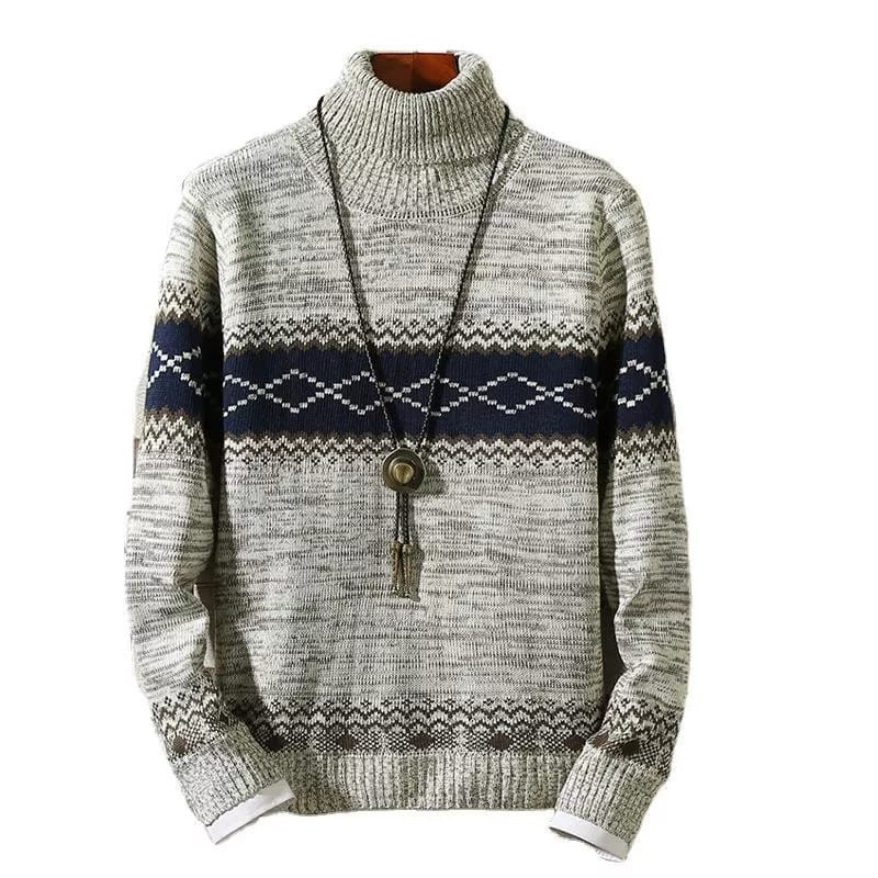 Jual Sweater Rajut Pria Kerah Tinggi Suitable Twist Twotone Premium ...