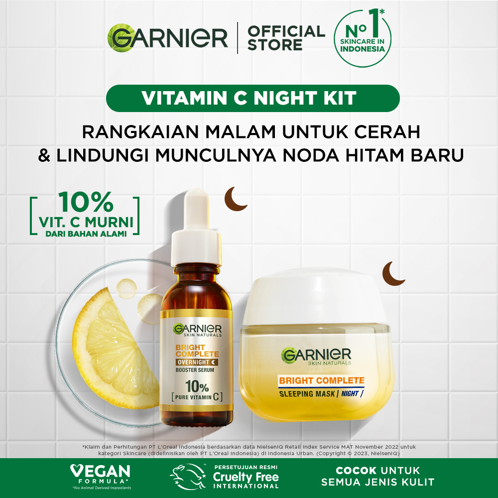 Jual Garnier Vitamin C Night Kit Bright Complete Overnight Serum 30ml + Bright Complete Night ...