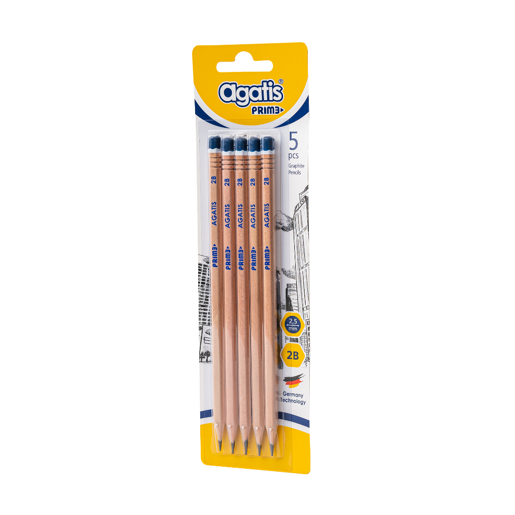 Jual Agatis Prime - Pensil Tulis Natural 2B Blister Isi 5 Pcs | Shopee ...