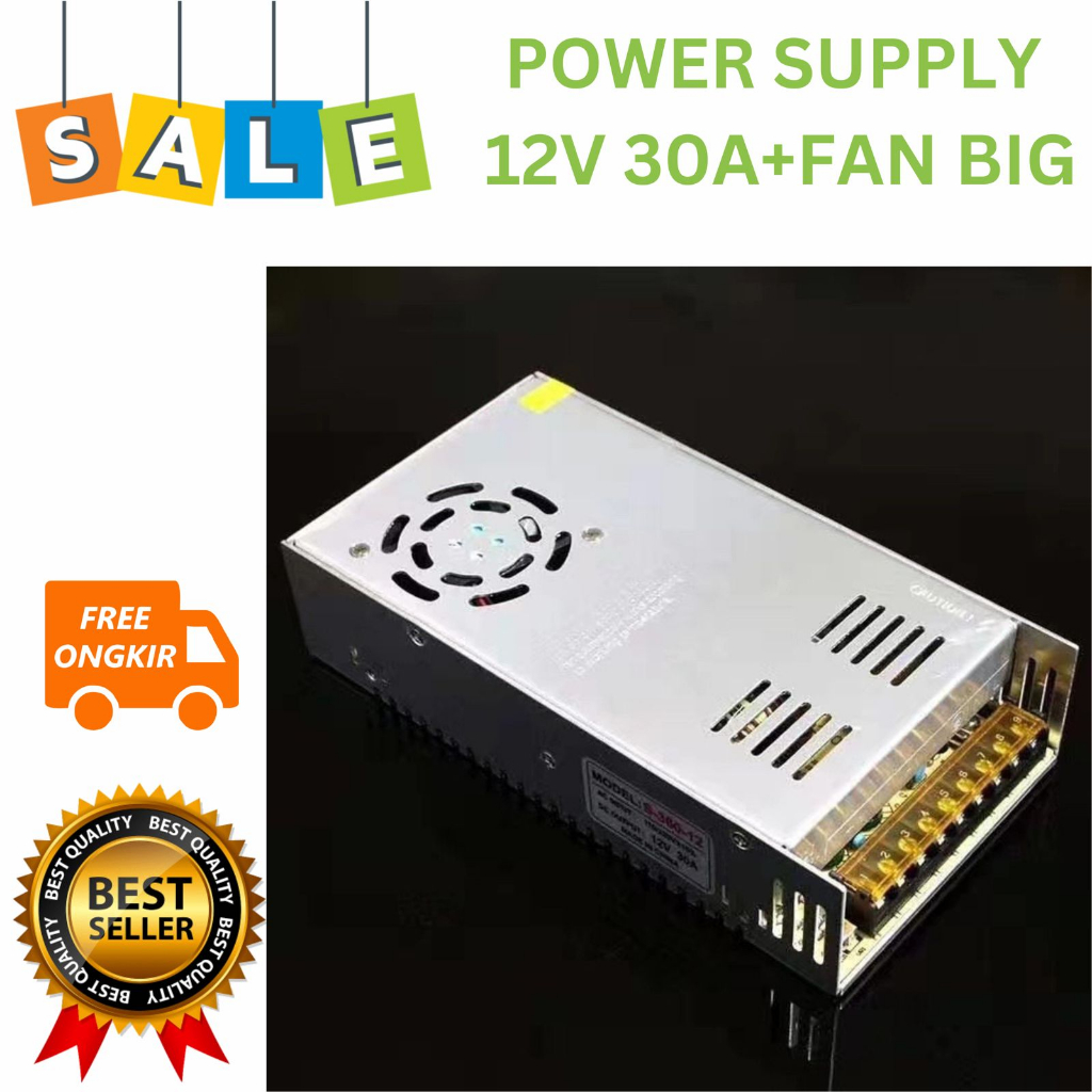 Jual Adaptor Power Supply 12V 30A PSU Jaring CCTV LED AC 220v to DC 12V 30A Adapter Trafo Travo ...