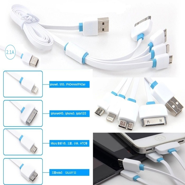 Jual KABEL USB 4 IN 1 Mini Usb / 30pin / 8pin / Micro | Shopee Indonesia
