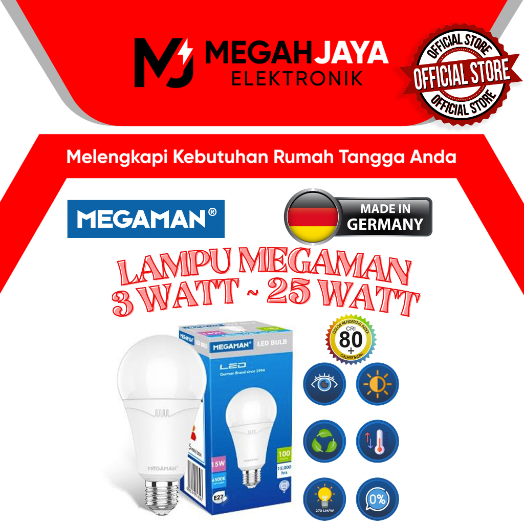 Jual [COD READY] LAMPU LED / BOHLAM MEGAMAN A-BULB 6500K 3 W / 5 W / 7 W / 9 W / 12 W / 15 W ...