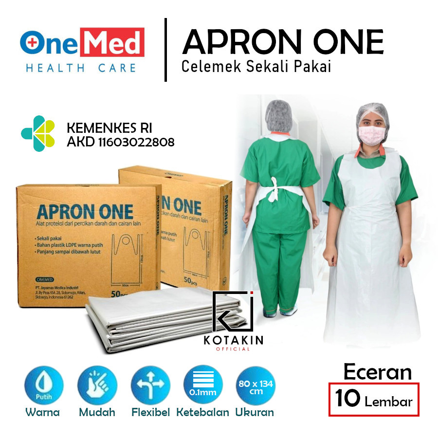 Jual ONEMED ONEHEALTH Apron Plastik Tebal isi 10 - Celemek Plastik ...