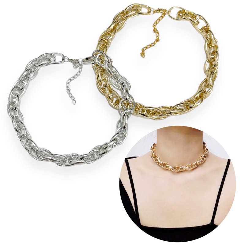 Jual Megan Double Bold Oval Chain Necklace Kalung Rantai Tebal ...