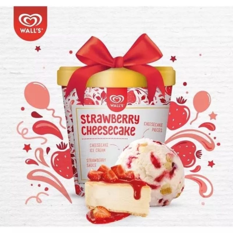 Jual Ice Cream Walls Selection Strawberry Cheesecake 410 ml | Shopee ...