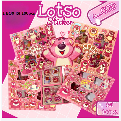 Jual Stiker Lotso 1Box Isi 100 Lembar Stiker Motif Lucu Strawberry Bear ...