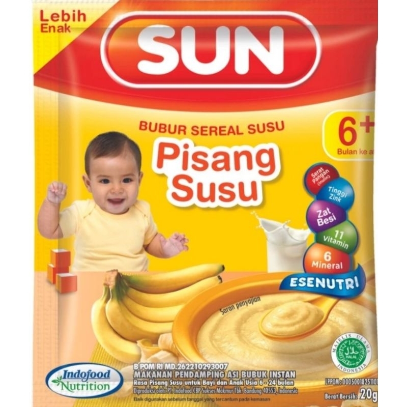 Jual Sun Bubur Sereal Susu Pisang Susu 6+ Sachet 20 g x 1 Pcs | Shopee Indonesia