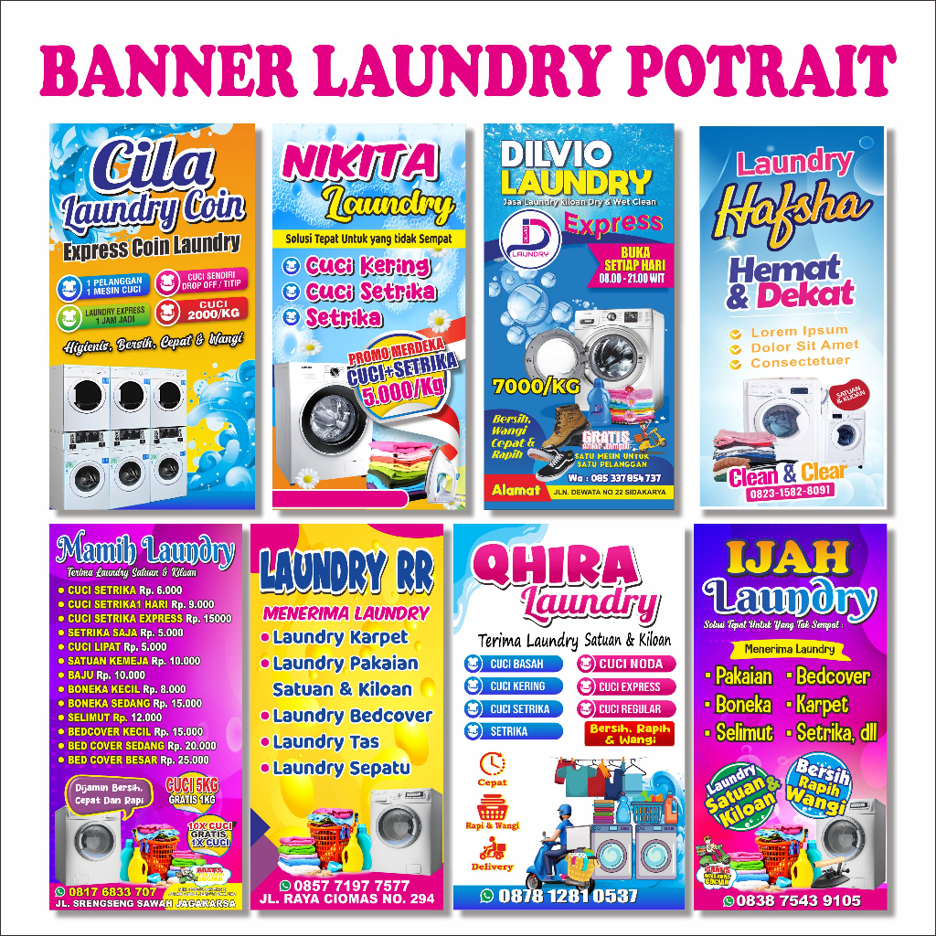 Jual BANNER LAUNDRY CUSTOM NAMA POTRAIT (BERDIRI) | Shopee Indonesia