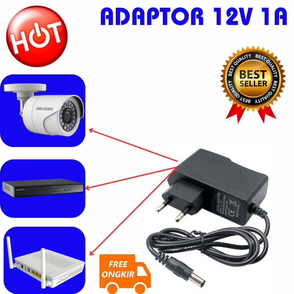 Jual Charger Adaptor Power Switching 12V 1A power supply untuk STB cctv ...