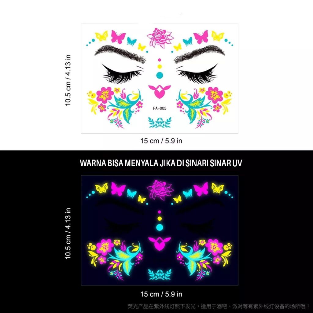 Jual Sticker tattoo wajah wanita pria girls temporary temproer semi ...