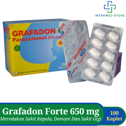 Jual Grafadon Forte 650mg Box isi 100 Kaplet | Obat Demam |Sakit Kepala ...