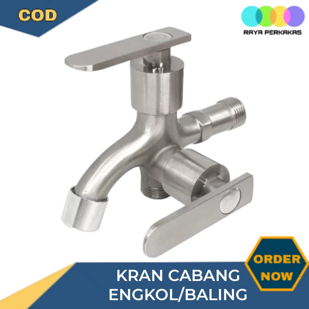Jual Kran Shower Kran Cabang Stainless 1/2 inch Kran Baling Engkol ½" | Shopee Indonesia