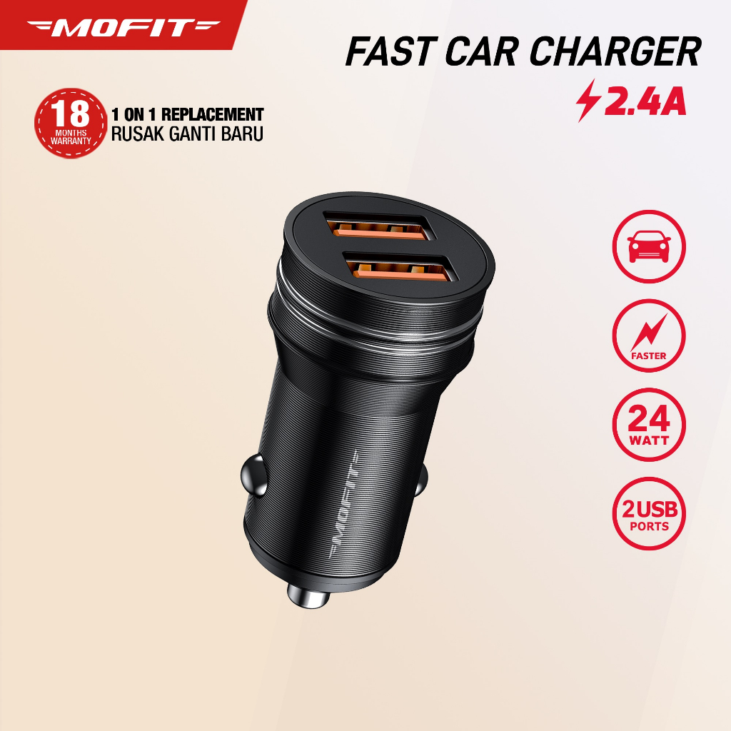 Jual Mofit F10 - Dual USB 2.4A Car Charge Fast Charging 24watt | Shopee ...