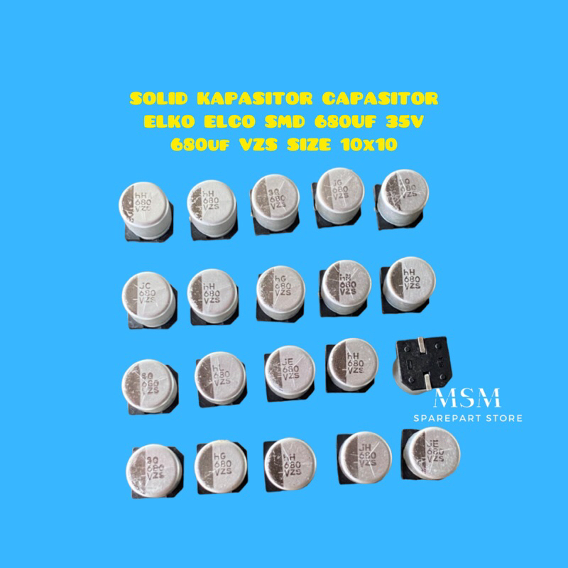 Jual SOLID KAPASITOR CAPASITOR ELKO ELCO SMD 680UF 35V 680uf VZS SIZE ...
