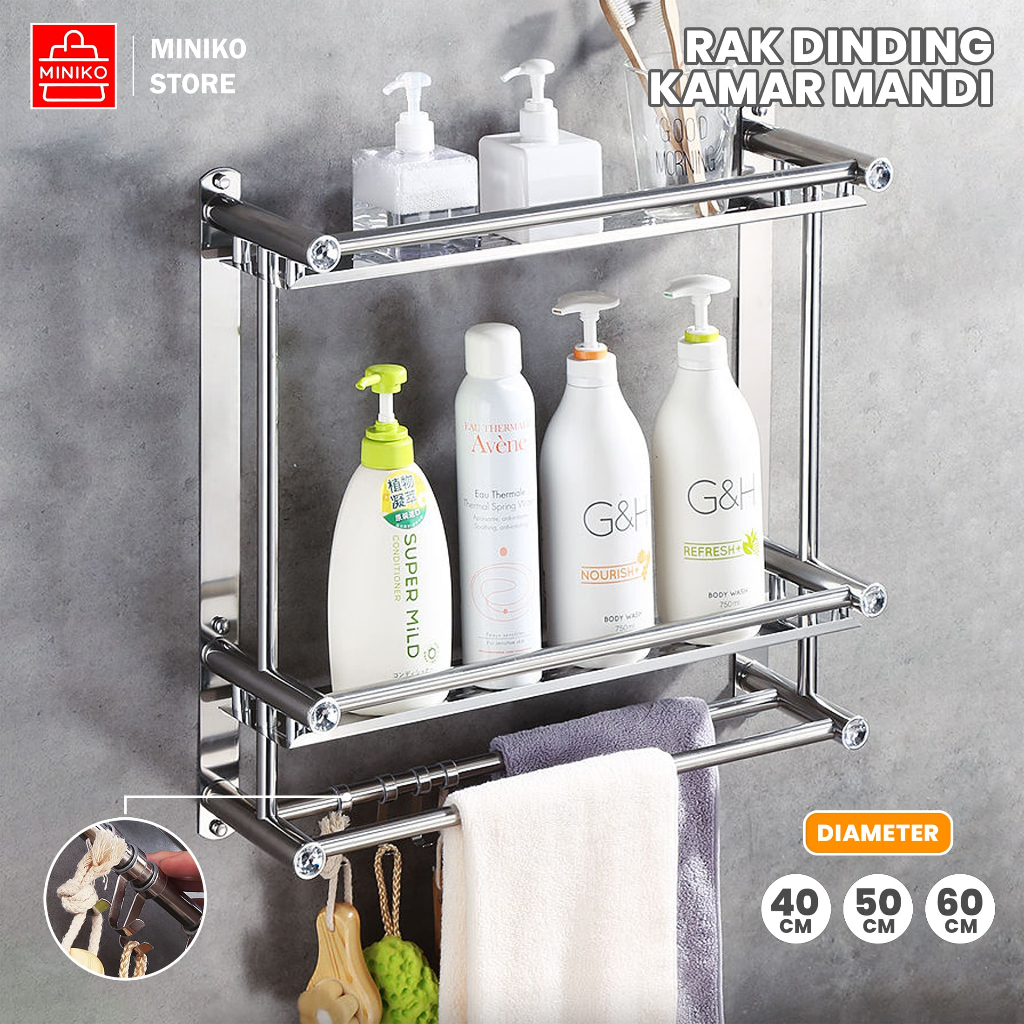 Jual Rak Kamar Mandi Tempel Dinding Stainless Steel Rak Gantung Sabun ...