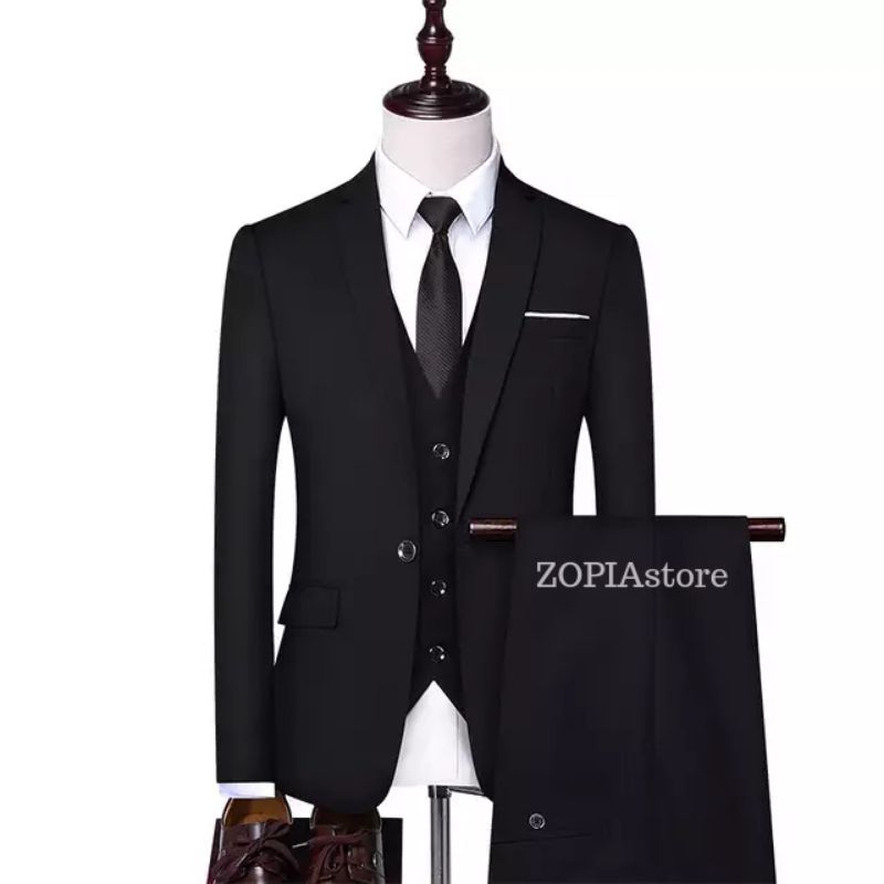 Jual Set Jas Pria Jas Formal Pria Jas Blazer 3in1 Set Jas Celana Rompi | Shopee Indonesia