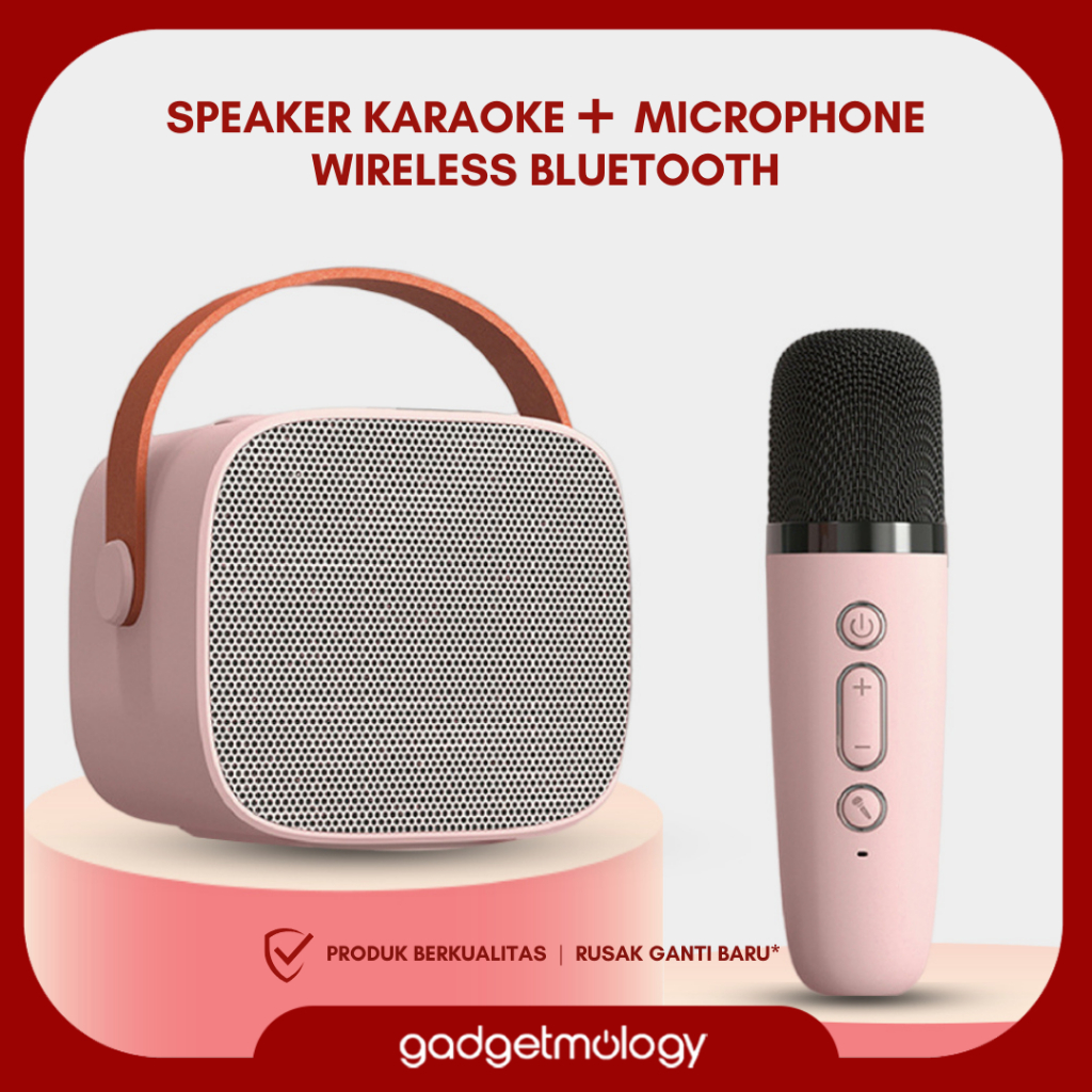 Jual Speaker Karaoke Bluetooth K1 + Microphone Mic Mini Full Set ...