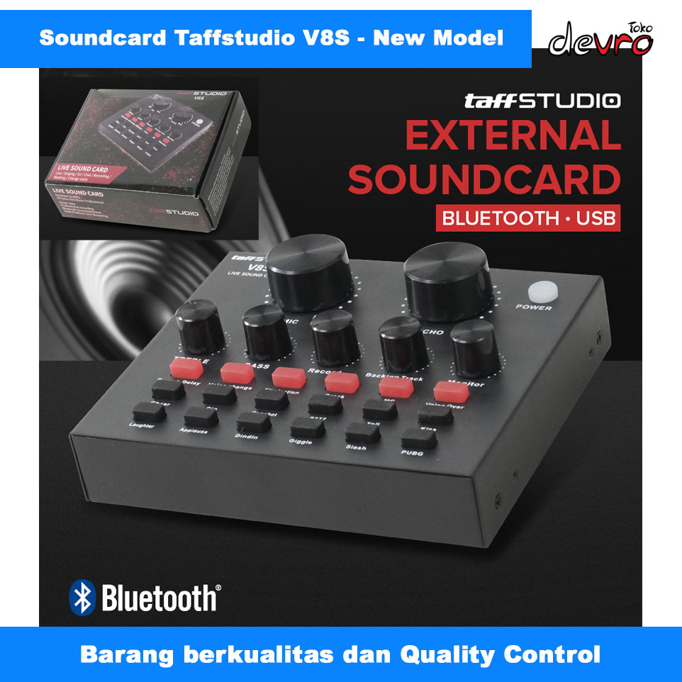 Jual TAFFSTUDIO USB External Soundcard V8 V8S V8 PLus V8 PRO Live Broadcast Bluetooth - Sound ...