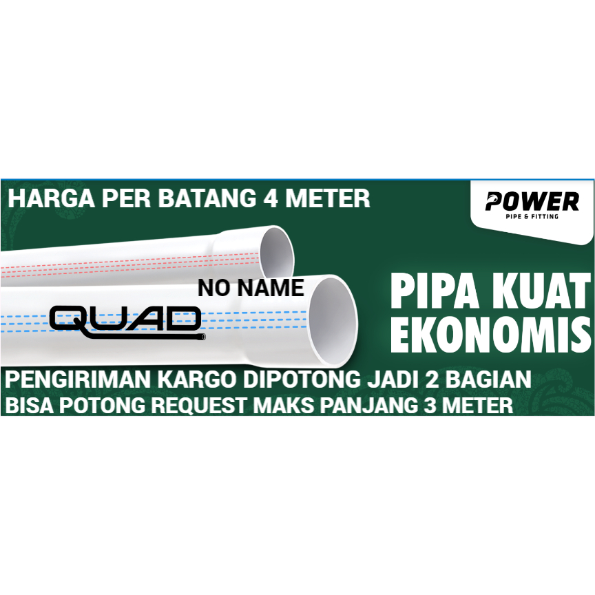 Jual PIPA 1 DIM INCH PVC POWER QUAD AW HARGA PER BATANG 4METER | Shopee ...