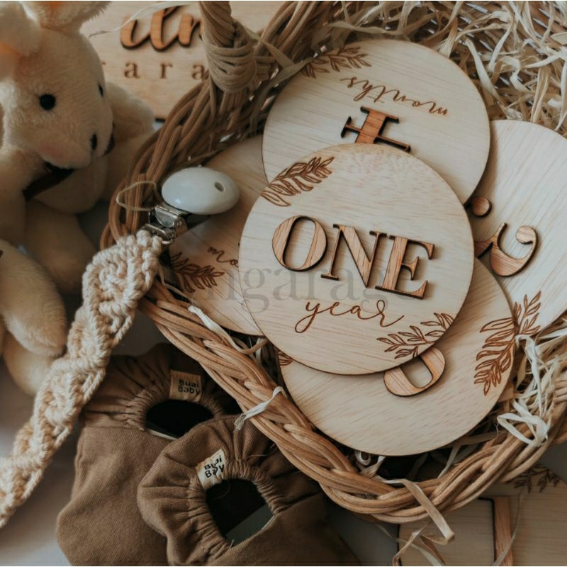 Jual Wooden Baby Milestone Disc | Shopee Indonesia