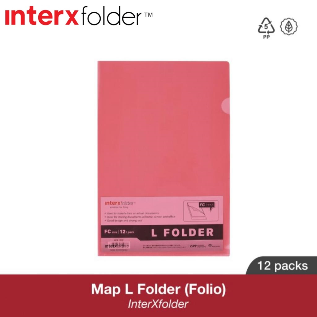 Jual Map L Premium / Map Plastik Bening F4 (Folio) Interxfolder (12 Pcs ...