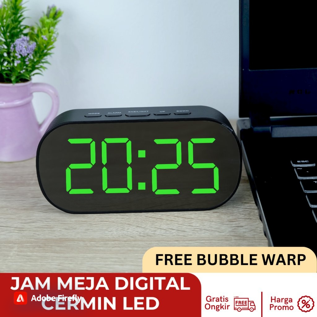 Jual Jam Digital Meja LED Mirror Alarm Clock DT 6507 / Merah Hijau ...