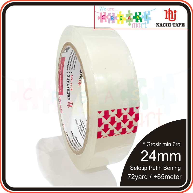 Jual NACHI Tape Selotip 24mm 72yard Transparan Putih Bening 100% ...