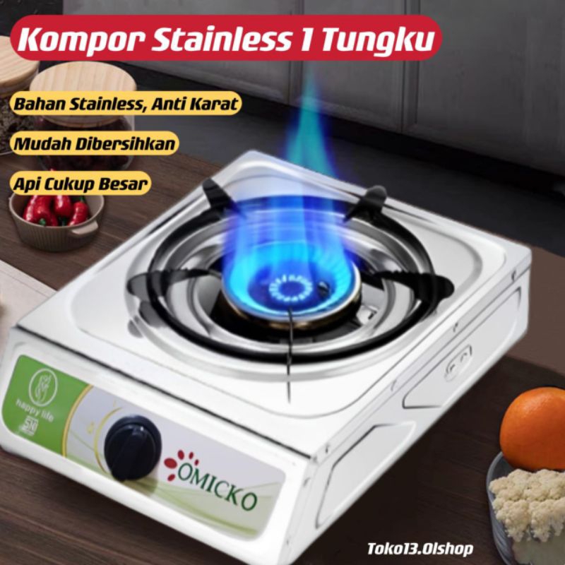Jual Kompor Gas 1 Tungku Stainless Anti Karat / Kompor Gas Api Besar ...