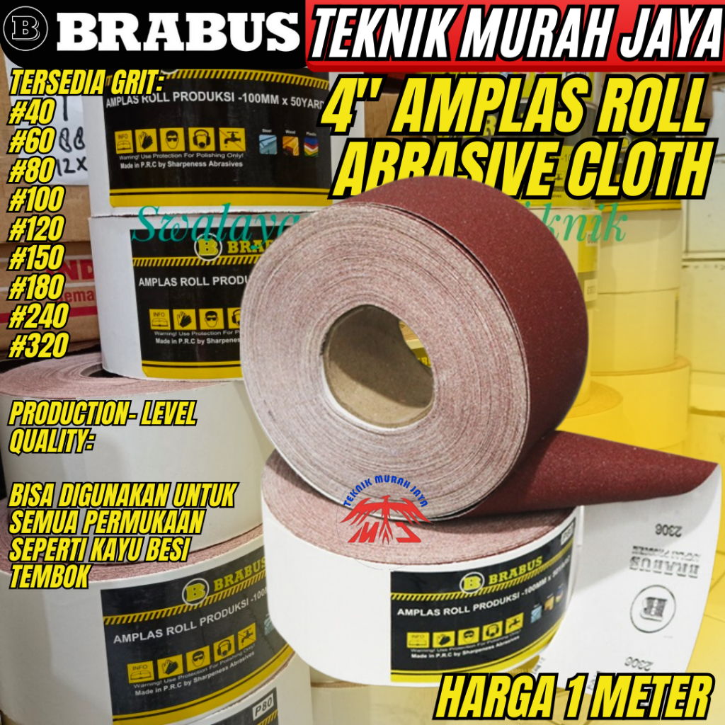 Jual BRABUS Amplas Roll Meteran 4" / 100 mm by Mollar Abrasive Cloth ...