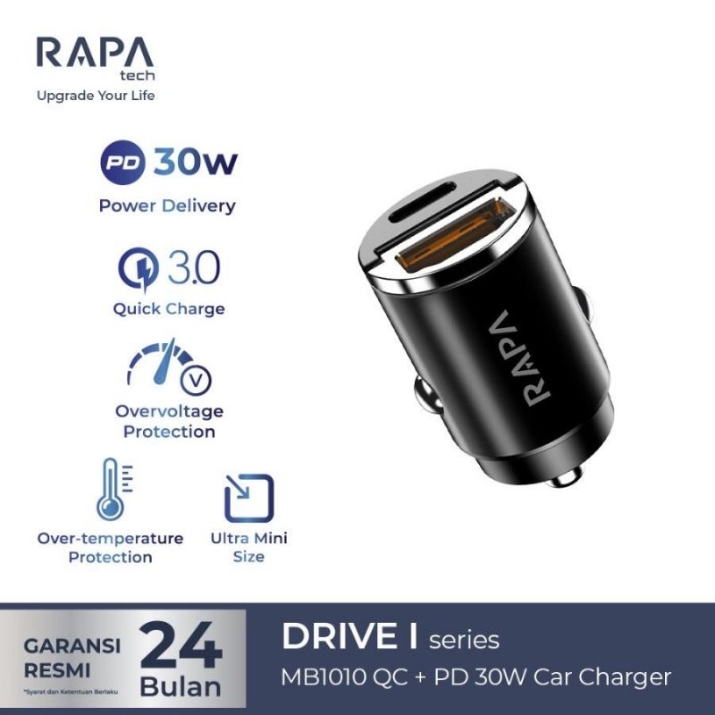 Jual RAPA TECH CAR Charger Mobil DRIVE I (QC+PD30W) ORIGINAL | Shopee ...