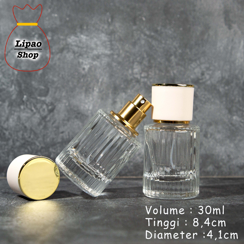 Jual Botol Parfum 30ml Spray Kaca Tebal Salur / Garis Isi Ulang Refillable Travel Size Drat ...