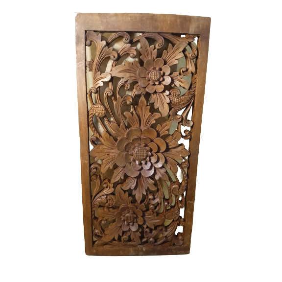 Jual Pandil Relief Relif 3D Kayu Cokelat Bunga | Dekorasi Dinding Rumah ...