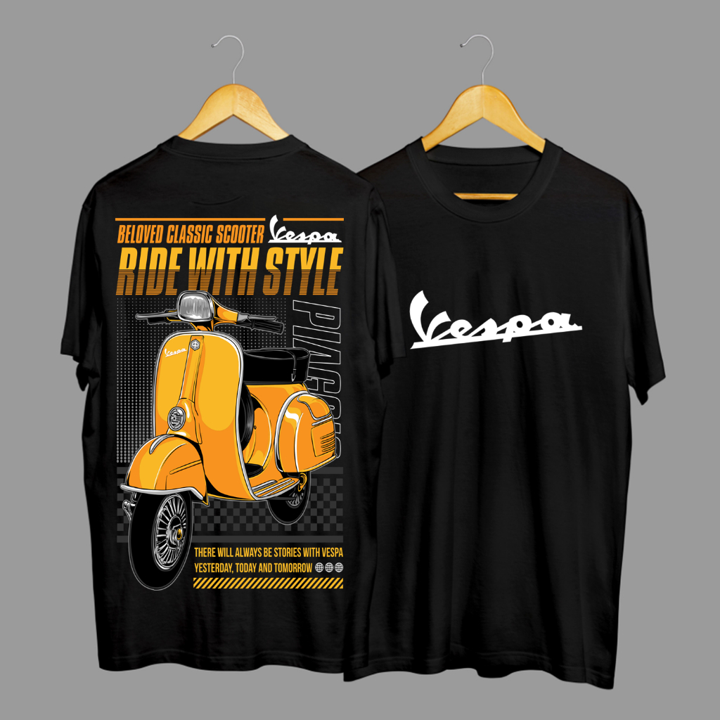 Jual Kaos Tshirt Baju Distro Motor Vespa Classic Beloved Classic Scooter Ride With Style Premium ...