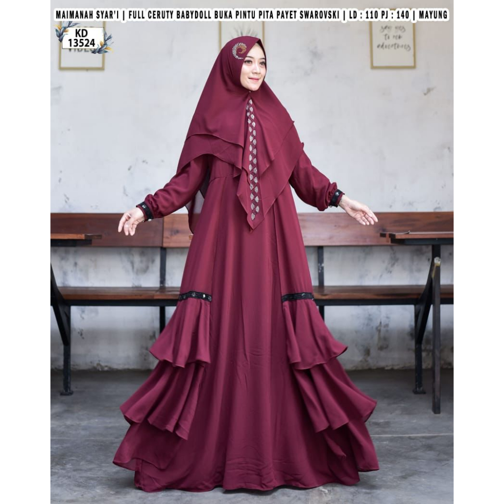 Jual KD 13524 (isi 2) ASYA Syari Jilbab Full Ceruty Babydoll Buka Pintu ...