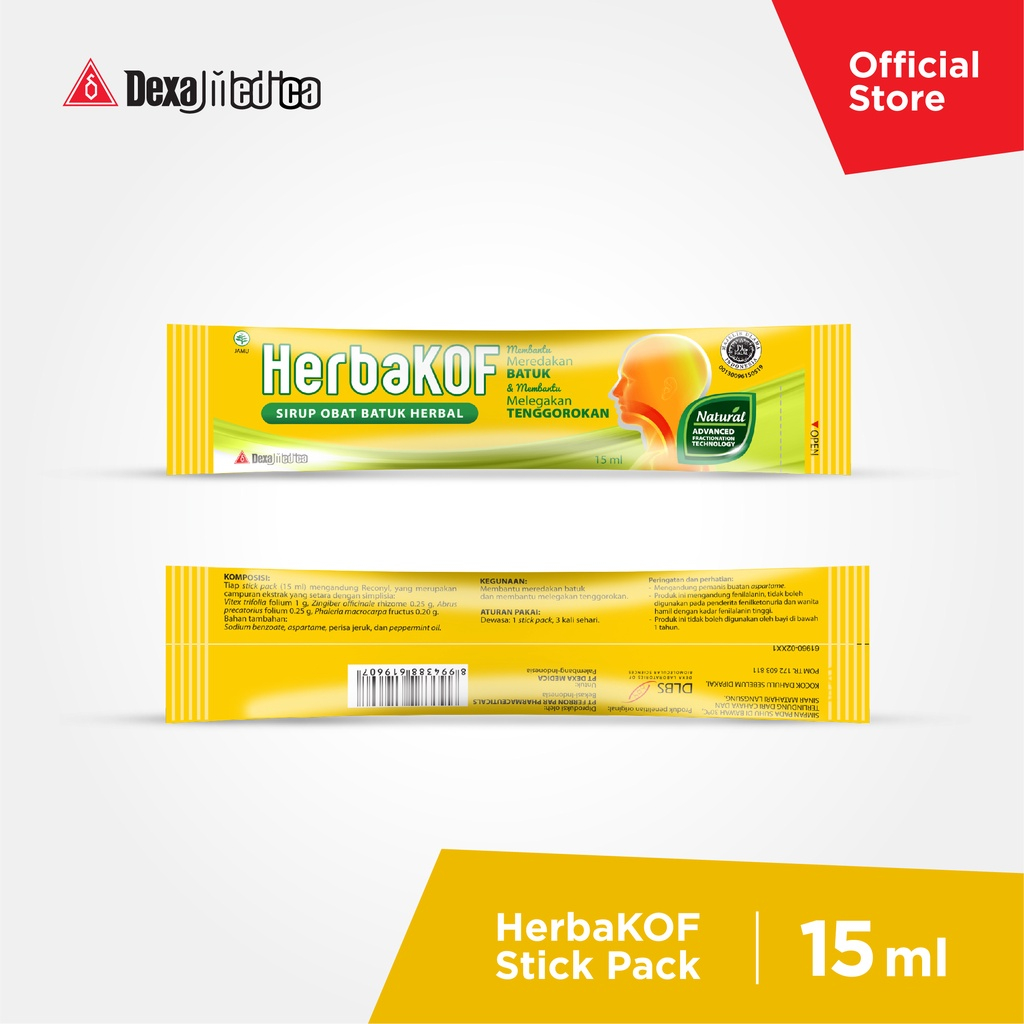 Jual HerbaKOF StickPack Sirup Obat Batuk Herbal Sachet 15 ml | Shopee ...
