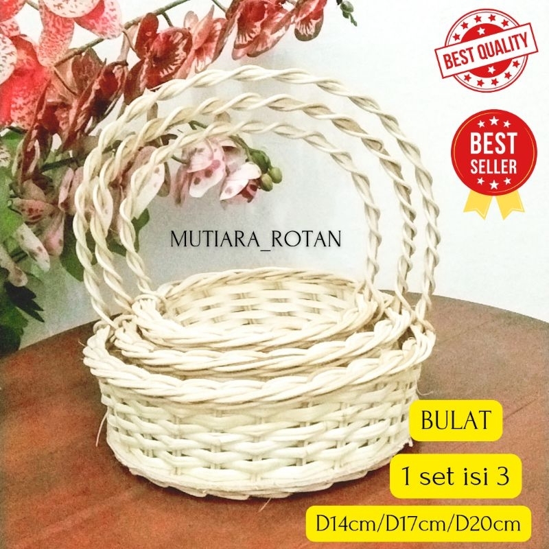 Jual keranjang rotan kecil model bulat untuk hampers dan seserahan ...