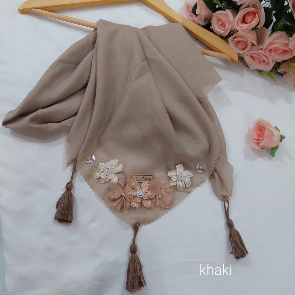Jual Jilbab Segiempat Clarissa Payet Bunga Terbaru Bisa COD | Hijab ...